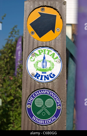 signpost in wimbledon park, southwest london, england, giving ...