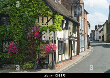 The Leather Bottle pub, Cobham, a village in Kent with strong Charles ...