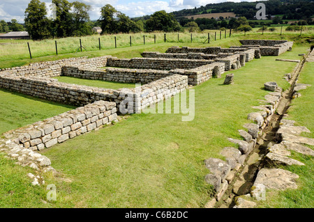 Roman barracks (ruins) at Chesters Fort, on Hadrian's Wall, England ...