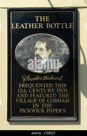 The sign for The Leather Bottle in Cobham, featuring Mr Pickwick from ...
