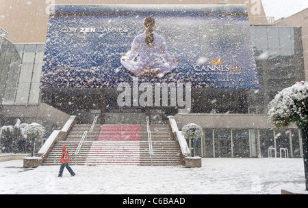 Heavy Snow covers the city of Cannes, France on February 11, 2010. The ...