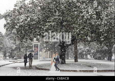 Heavy Snow covers the city of Cannes, France on February 11, 2010. The ...