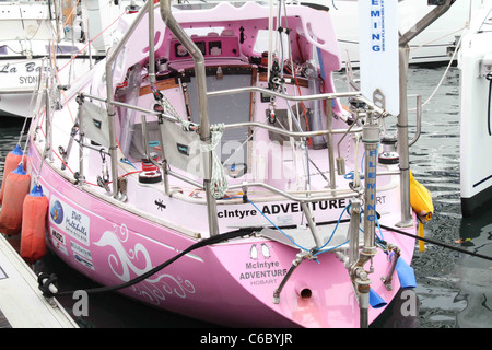 Jessica Watson's boat 'Pink Lady' at the Sydney International Boat Show ...