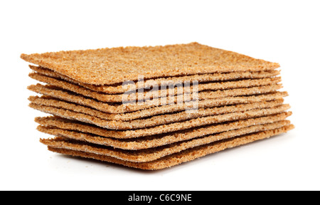 heap of rye crackers isolated on white background. High quality photo ...