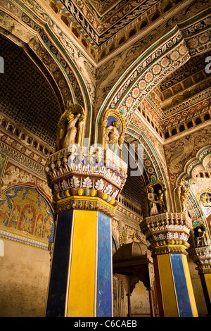 The ornate Durbar Hall of Tanjore Palace in Thanjavur, Tamil Nadu ...