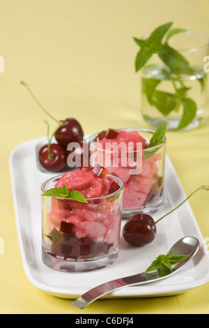 cherry foam with cherry jam and cherries Stock Photo - Alamy