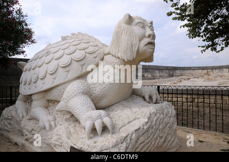 Sculpture La Tarasque by Pascal Demaumont 2005, Turtle with face of ...