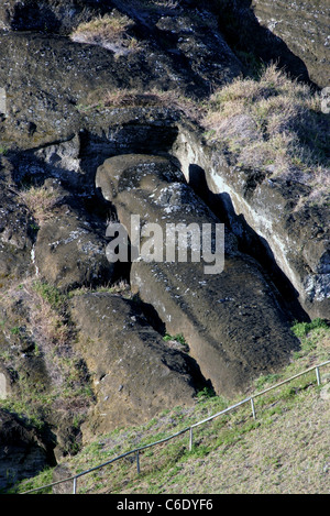 An incomplete moai in quarry at Rano Raraku- the Moai factory on Easter ...