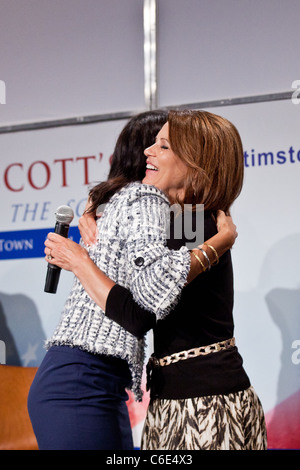 Republican presidential candidate Nikki Haley, center, stands with her ...