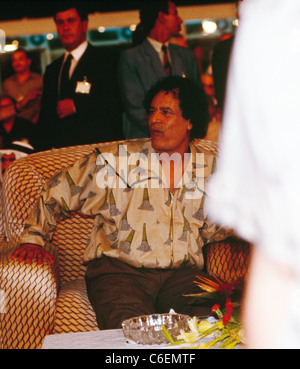 Libyan Col Muammar Gaddhafi speaks in Benghazi marking the opening of ...