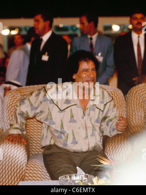 Libyan Col Muammar Gaddhafi speaks in Benghazi marking the opening of ...