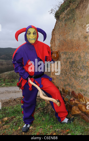Mask " La Botarga " Asking for alms in RAZBONA Guadalajara . SPAIN ...