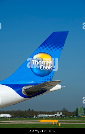 Tail fin of a Thomas Cook airlines aircraft showing their logo Stock ...