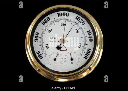 Barometer on the black background Stock Photo - Alamy