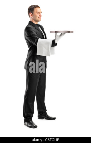 Butler with tray Stock Photo - Alamy
