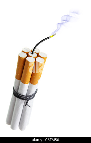 Cigarette stub and smoke isolated over white background Stock Photo - Alamy