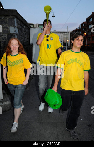 Brazil fans celebrate a win during a watch party at Stateside Live ...