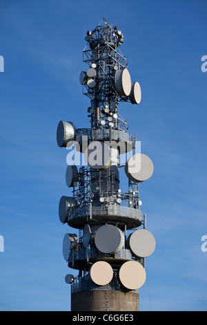 Radio relay station antennas communicate between ships and submarines ...