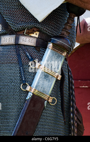 detail of an ancient roman soldier, legionnaire or centurion wearing a ...