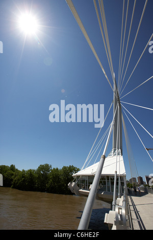 Pedestrian bridge, Esplanade Riel, Winnipeg, Manitoba, Canada Stock ...