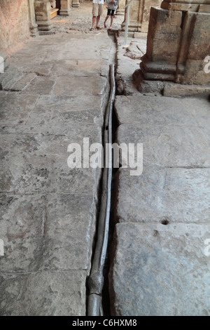 Bath England Roman lead pipe set into the limestone floor of the Roman ...