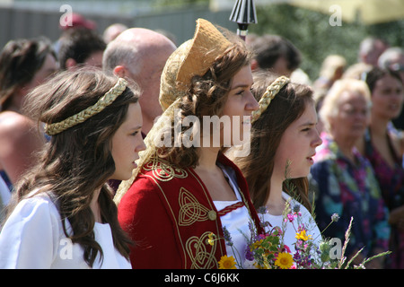 Gorsedd of Bards sing Welsh National Anthem at a Ceremony on stage at ...