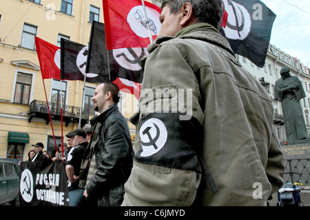 Protestors Russian nationalists of the National Bolshevik party (NBP ...
