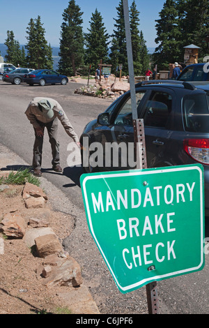 Mandatory Brake Check for Drivers Descending Pikes Peak Stock Photo - Alamy