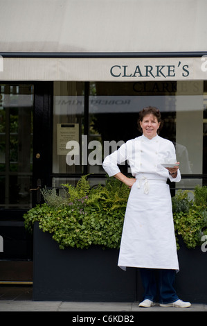 Chef Sally Clarke posing in front of her restaurant Stock Photo - Alamy