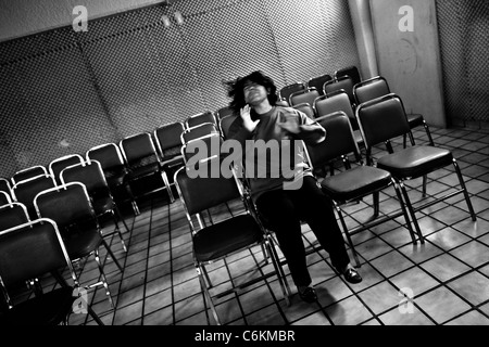 A Mexican woman fights with demons during the exorcism ritual performed ...