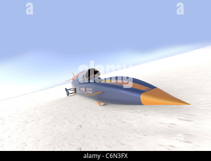 Model of the Thrust SSC, Supersonic Car 1997. Thrust SSC holds the ...