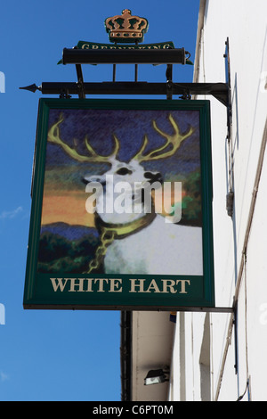 the white hart Pub sign Stock Photo - Alamy