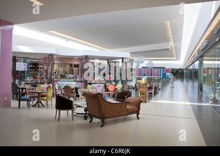 Interior of upmarket shopping mall in Lujiazui financial district of ...