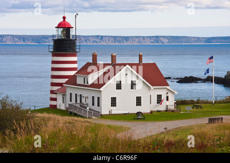 West Quoddy Head Lighthouse, Quoddy Head State Park, Lubec, Maine, USA ...