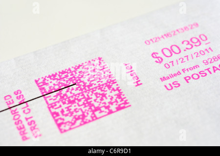 Envelope with QR Quick Response code on postage, USA Stock Photo - Alamy