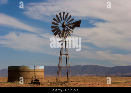 Windmill and dam on a farm Stock Photo - Alamy