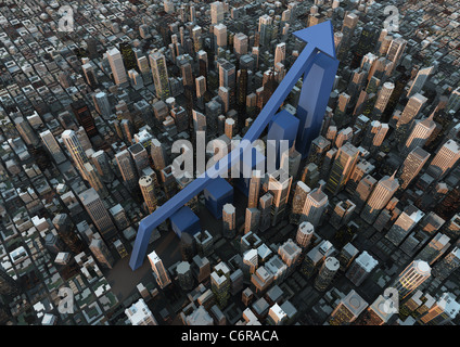 render of a giant bar graph in a city Stock Photo - Alamy