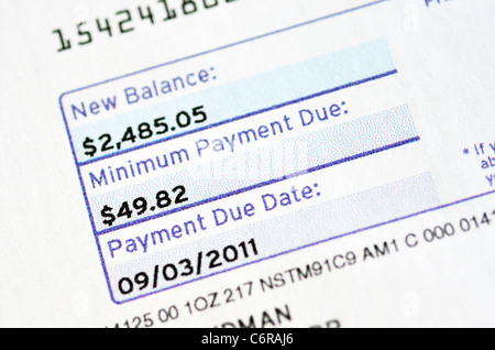 Credit card bill statement and Minimum payment due Stock Photo - Alamy