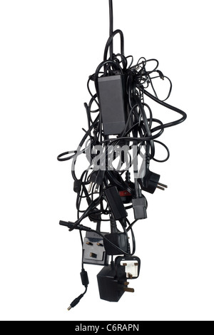 Bunch power cable isolated on white background Stock Photo - Alamy