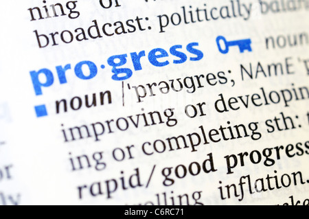 PROGRESS word closeup in dictionary Stock Photo - Alamy
