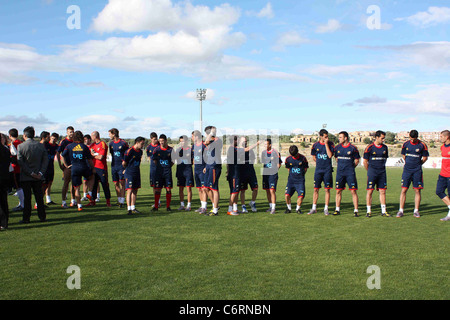 The Spanish football team meet the press at their training ground in ...