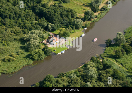 aerial view of broadland pub, norfolk broads, england Stock Photo - Alamy