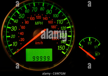 odometer of used car showing mileage of 273299 km Stock Photo - Alamy
