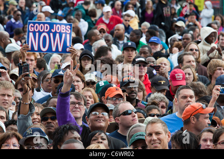 Detroit, Michigan - The crowd at a Labor Day rally waits to hear a ...