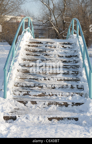bridge over pond at winter in city park Stock Photo - Alamy