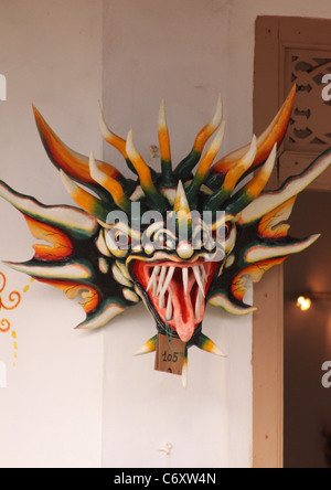 Devil mask in the wall of a Pedasí souvenir store in Los Santos, Panama ...