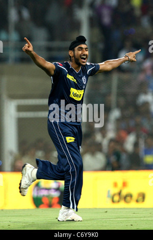 Deccan Chargers Bowler Jaskaran Singh celebrates during the Twenty20 ...