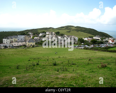 The village of Mortehoe on the north Devon coast near Woolacombe Stock ...