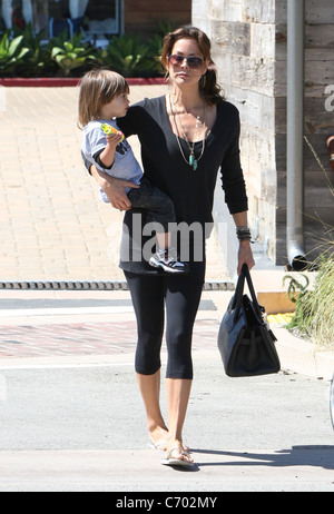 Brooke Burke walking with her son Shaya Braven and daughter Neriah in ...