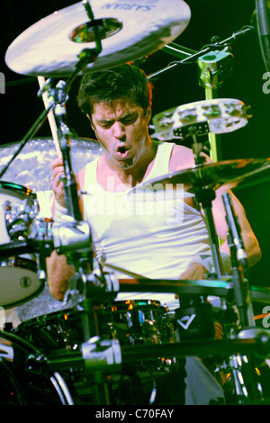 Chris Crippin of the band 'Hedley' performing live on stage at The Air ...